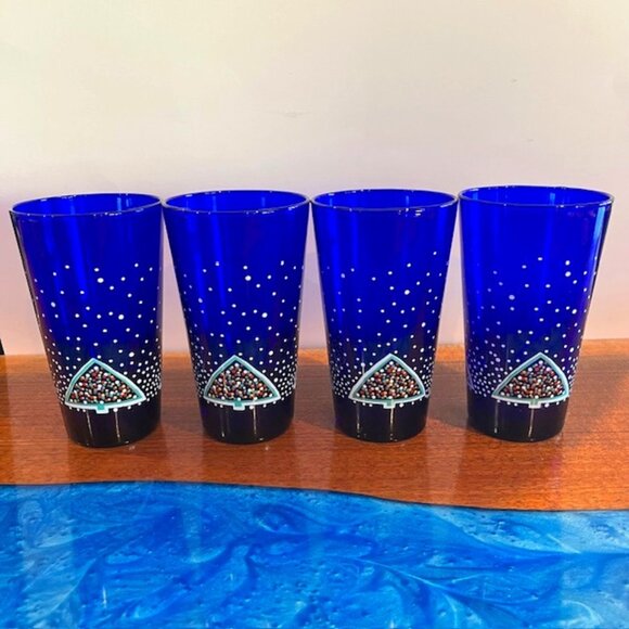Dansk | Dining | 4 Dansk Winterfest Cobalt Blue High Ball 6oz Glasses ...